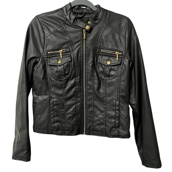 New Look | Jackets & Coats | New Look Black Leather Motorcycle Jacket ...